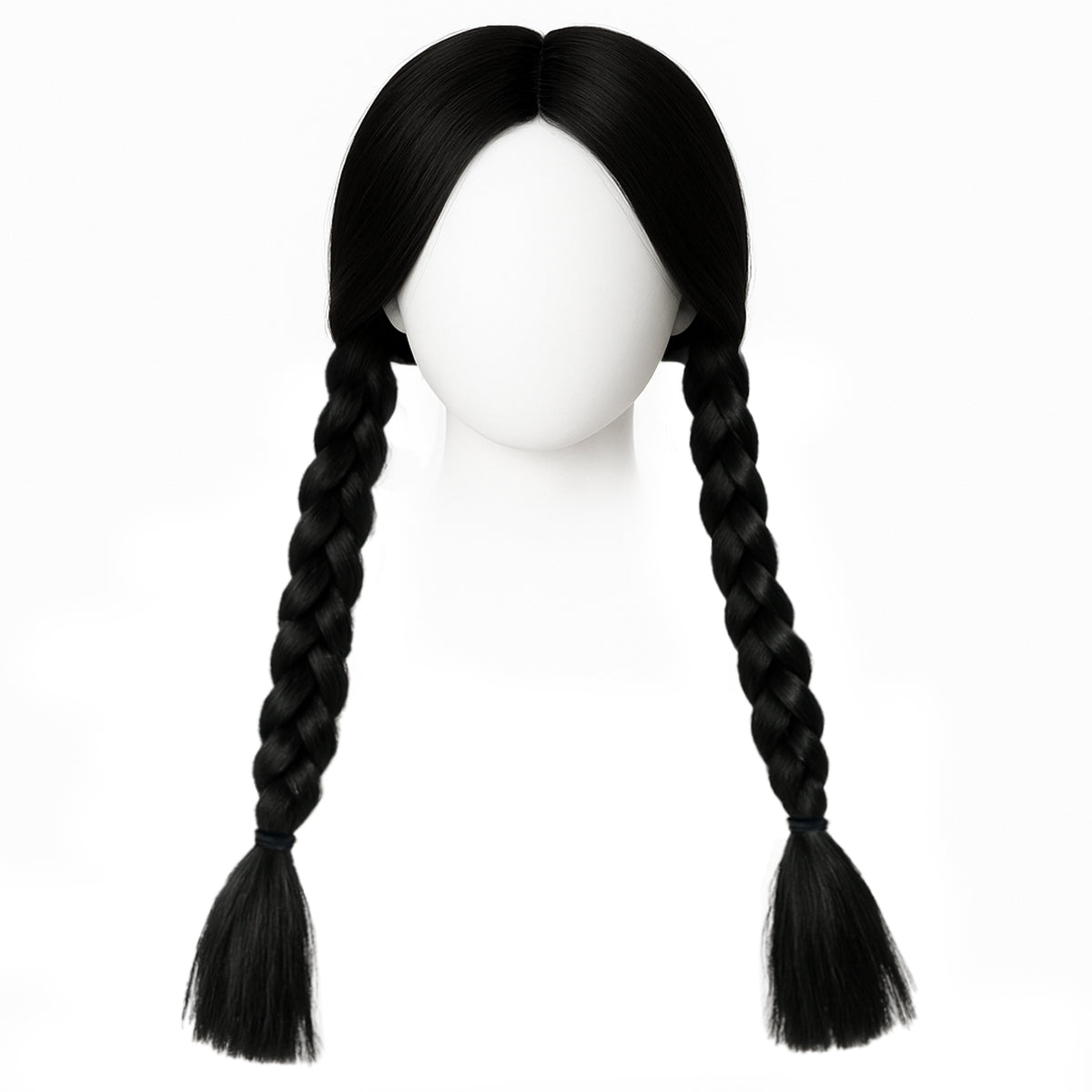 Childrens Kids Girls Scary Daughter Black Plaits Wig Gothic Family 6-1 ...
