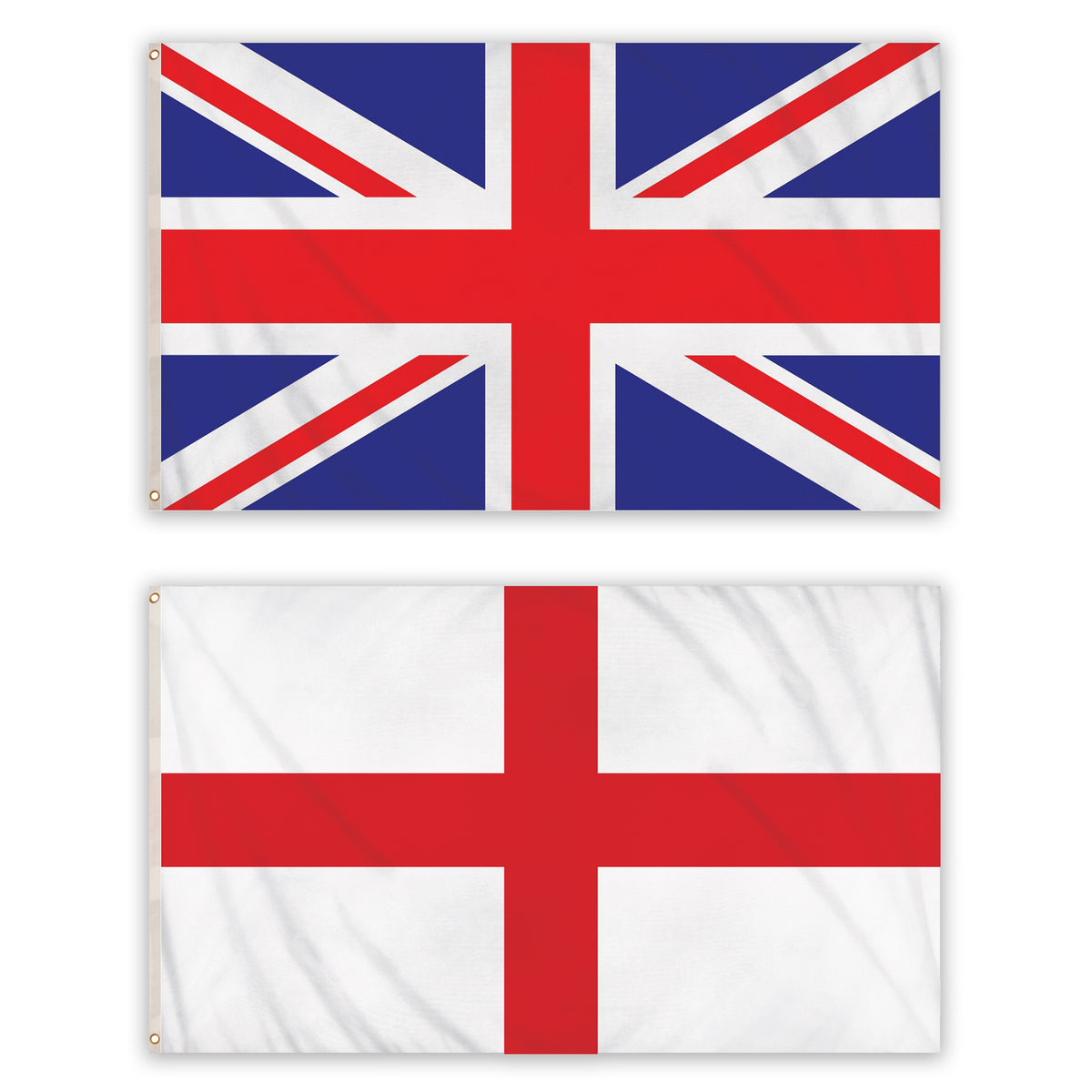 1x Union Jack & 1x St George England Large Flag 5ft x 3ft 100% Polyest ...
