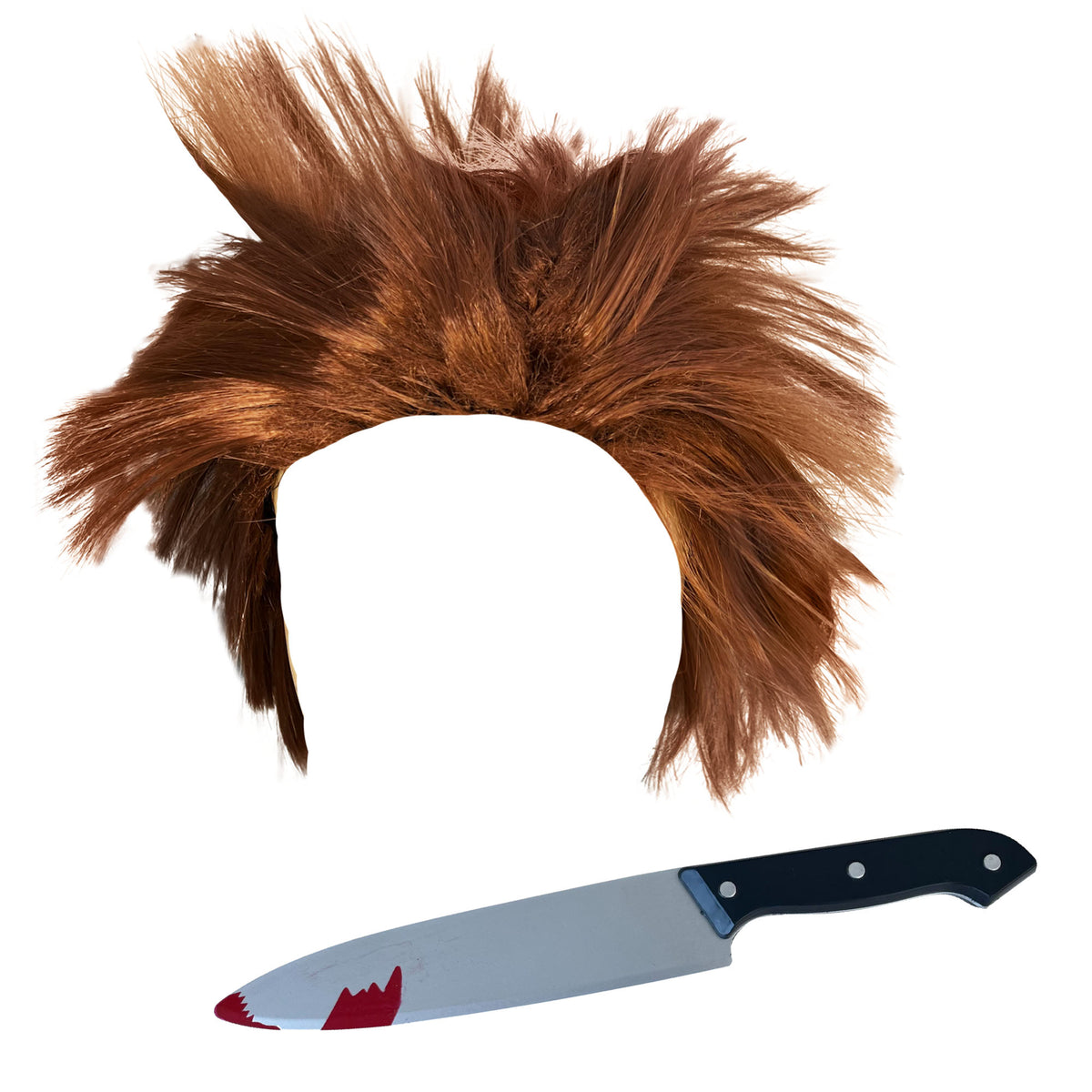 Childrens Kids Boys Killer Doll Spiky Ginger Wig and Fake Knife (4-12 ...