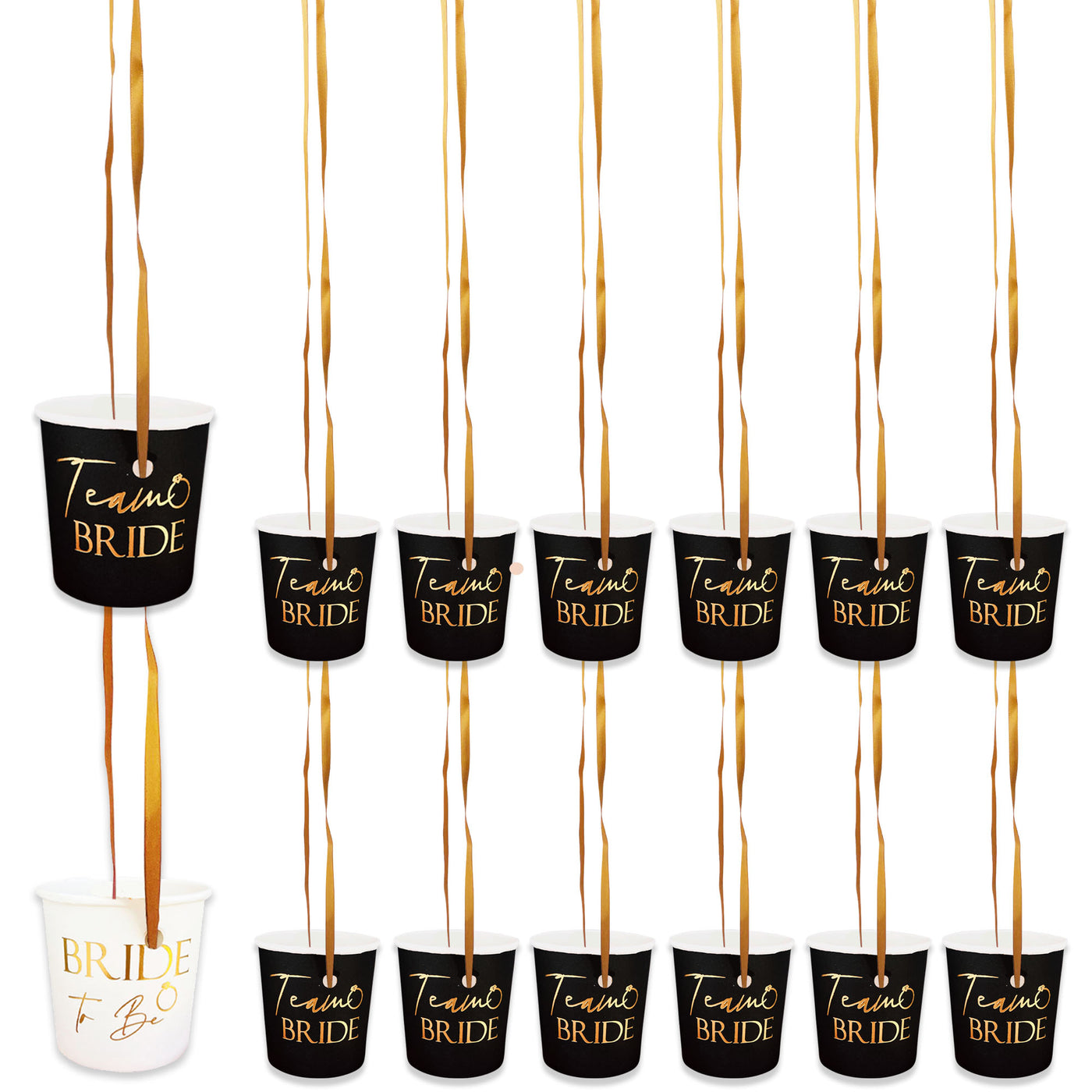 17 Pack Black and Gold Paper Shot Glasses Black and Gold (16x Team Bri ...