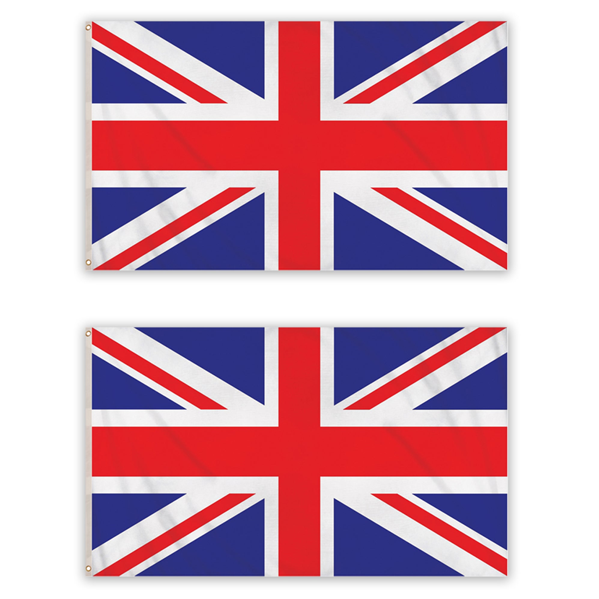 Pack of 2 - Large Union Jack Flag 5ft x 3ft 100% Polyester with Metal ...